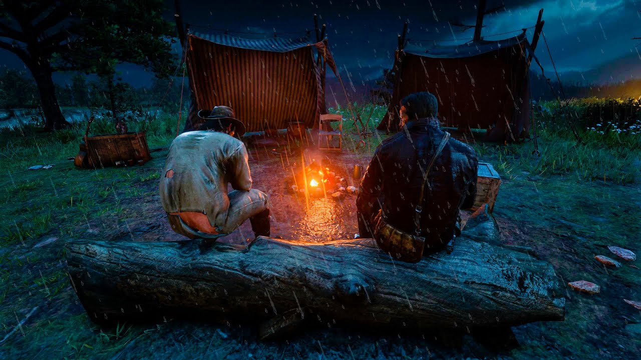 Rainy Night Around Camp At Horseshoe Overlook | RDR2 ASMR Sleep - YouTube
