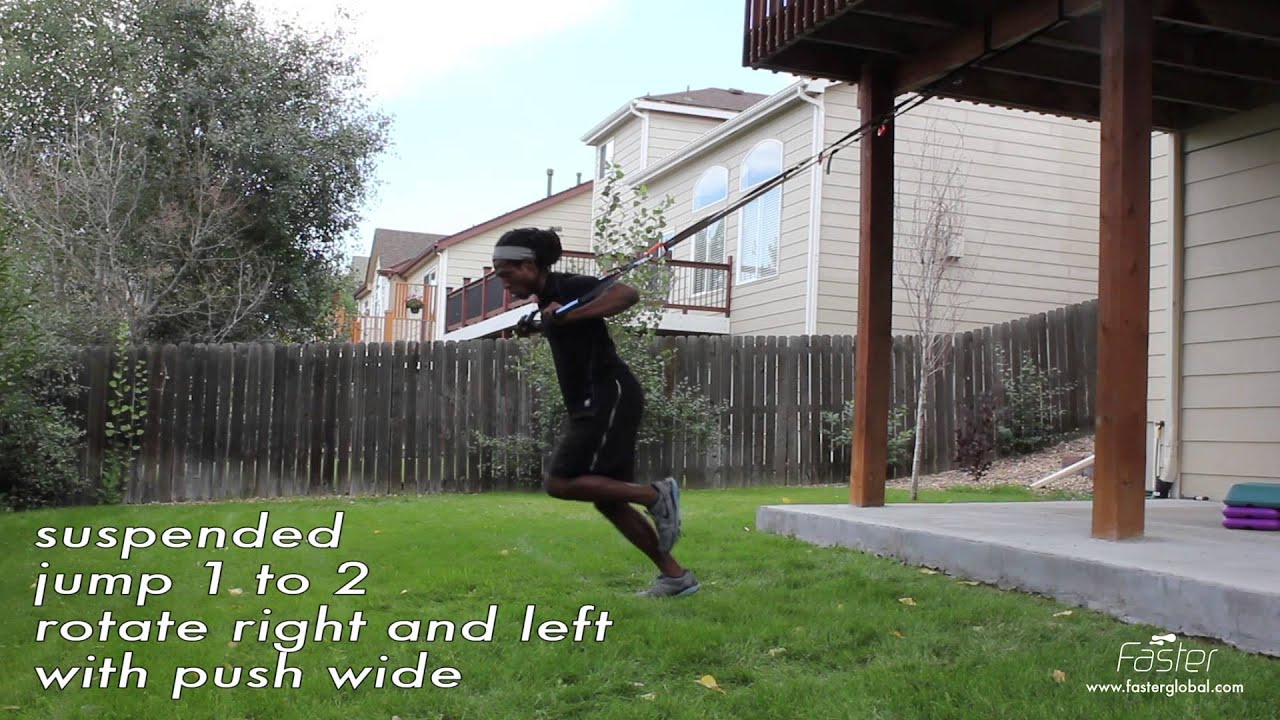 suspended jump 1 to 2 rotate right and left with push wide - YouTube