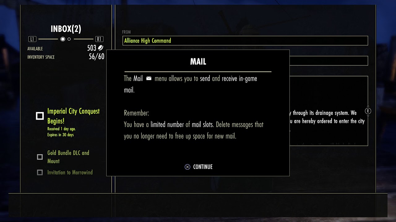 The Elder Scrolls Online - Alliance High Command Mail Message: Gold ...