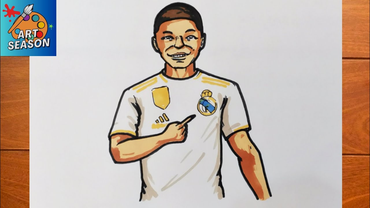 How to Draw Kylian Mbappe Step by Step - YouTube