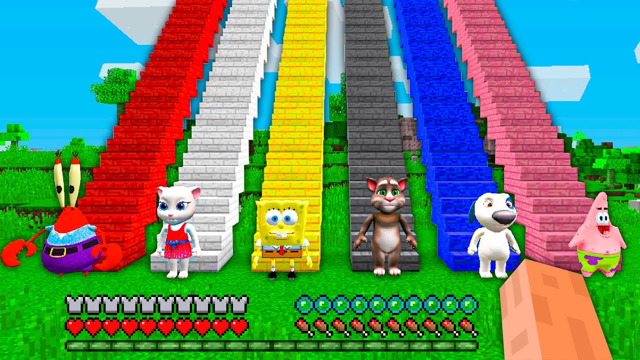 What is the HIGHEST STAIRCASE SPONGEBOB TALKING TOM ANGELA HANK PATRICK ...