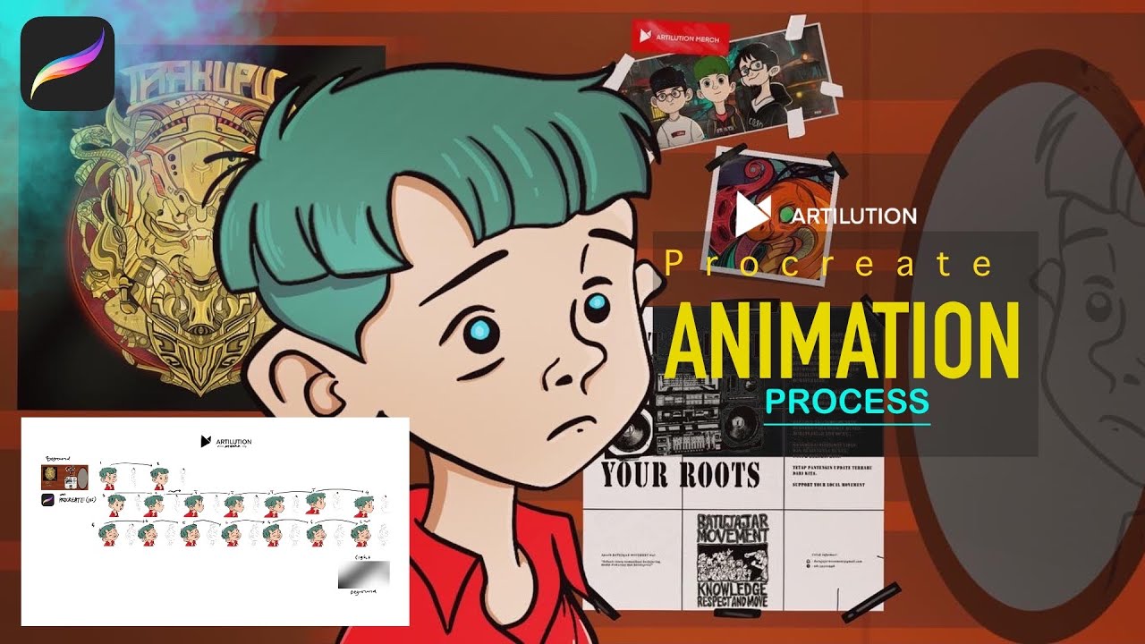 Cartoon animasi 2D menggambar di tablet ipad pro-procreate - YouTube
