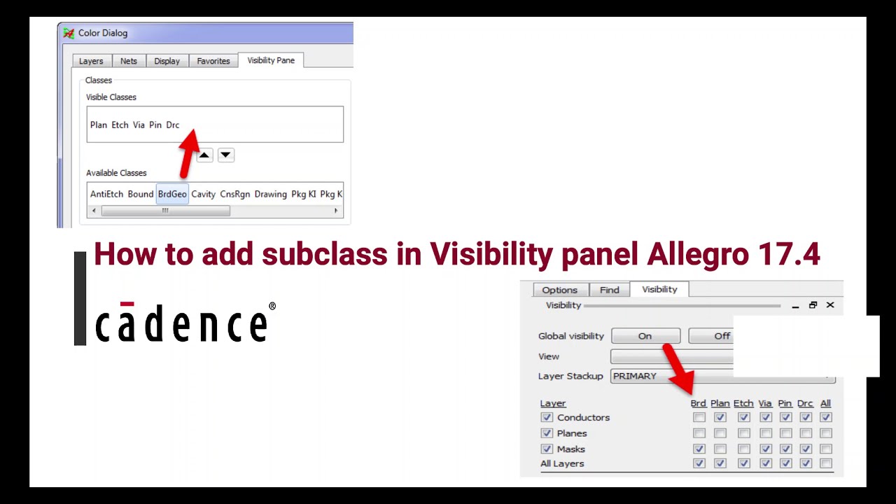 How to add subclass in Visibility panel Allegro 17.4 - YouTube