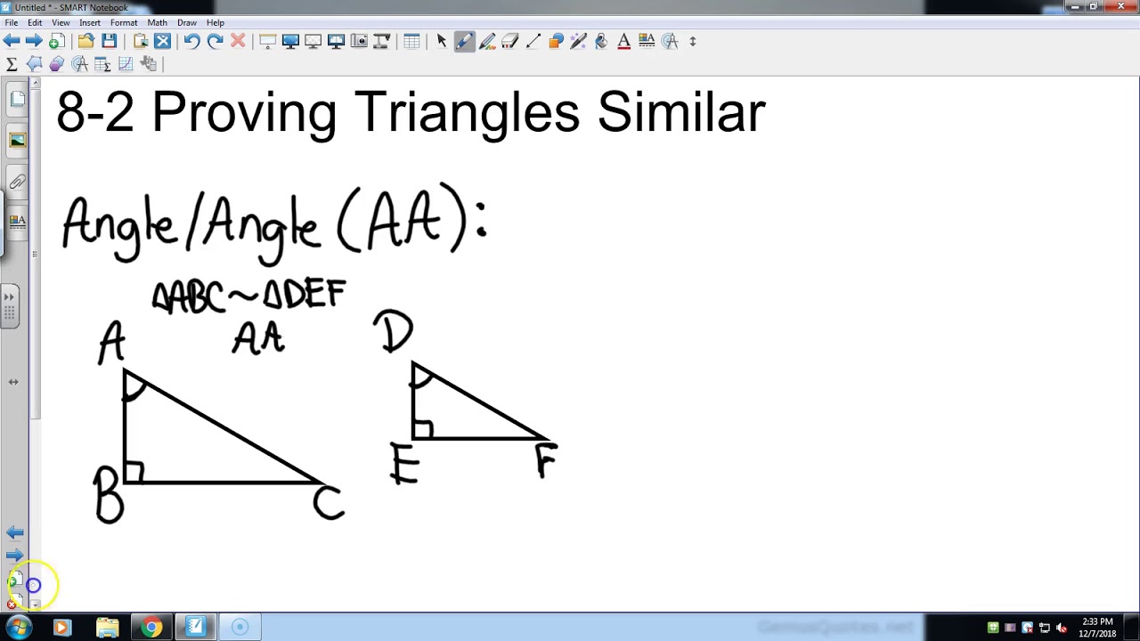 Big Ideas Geometry 8 2 Proving Triangles Similar - YouTube