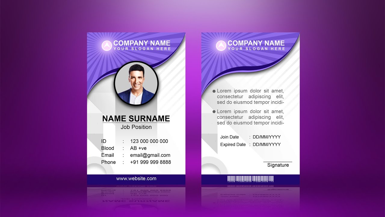 How to Make professional Employee ID Badge Design | Adobe Photoshop ...