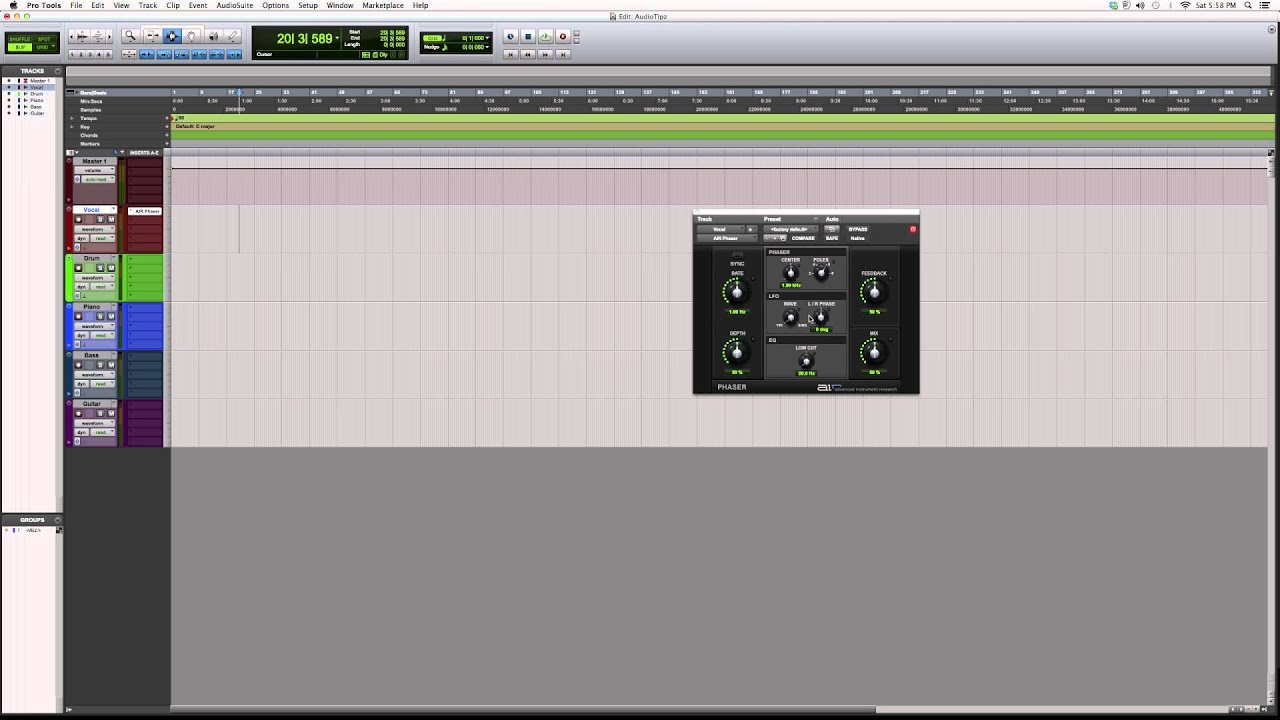 564 Overview Of The Powerful Waves AIR Phaser Plug In Inside Protools ...