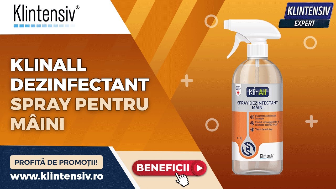 KlinAll – Dezinfectant spray pentru mâini | Klintensiv România - YouTube