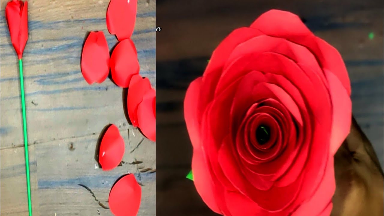 Easy Paper Rose Flower making At Home ||Step By Step Tutorial Craft ||# ...
