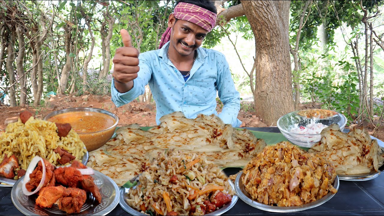 Indian Mukbang😱Parotta, Chicken 65 biryani, kothu Parotta,Chicken fried ...