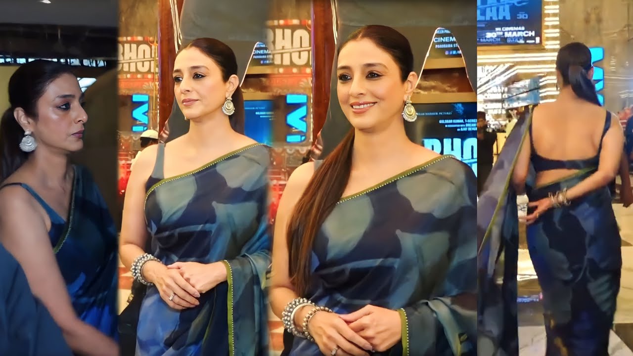 Tabu in blue saree in Sleeveless Blouse at Film Bholaa Trailer Launch 😍 ...