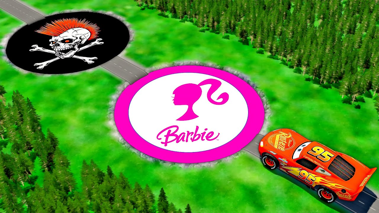 Amazing Barbie & Punk Pit Vs Lightning McQueen & Big & Small Pixar Cars ...