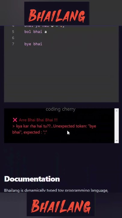 Bhailang programming language || A toy programming language written in Typescript || # ...