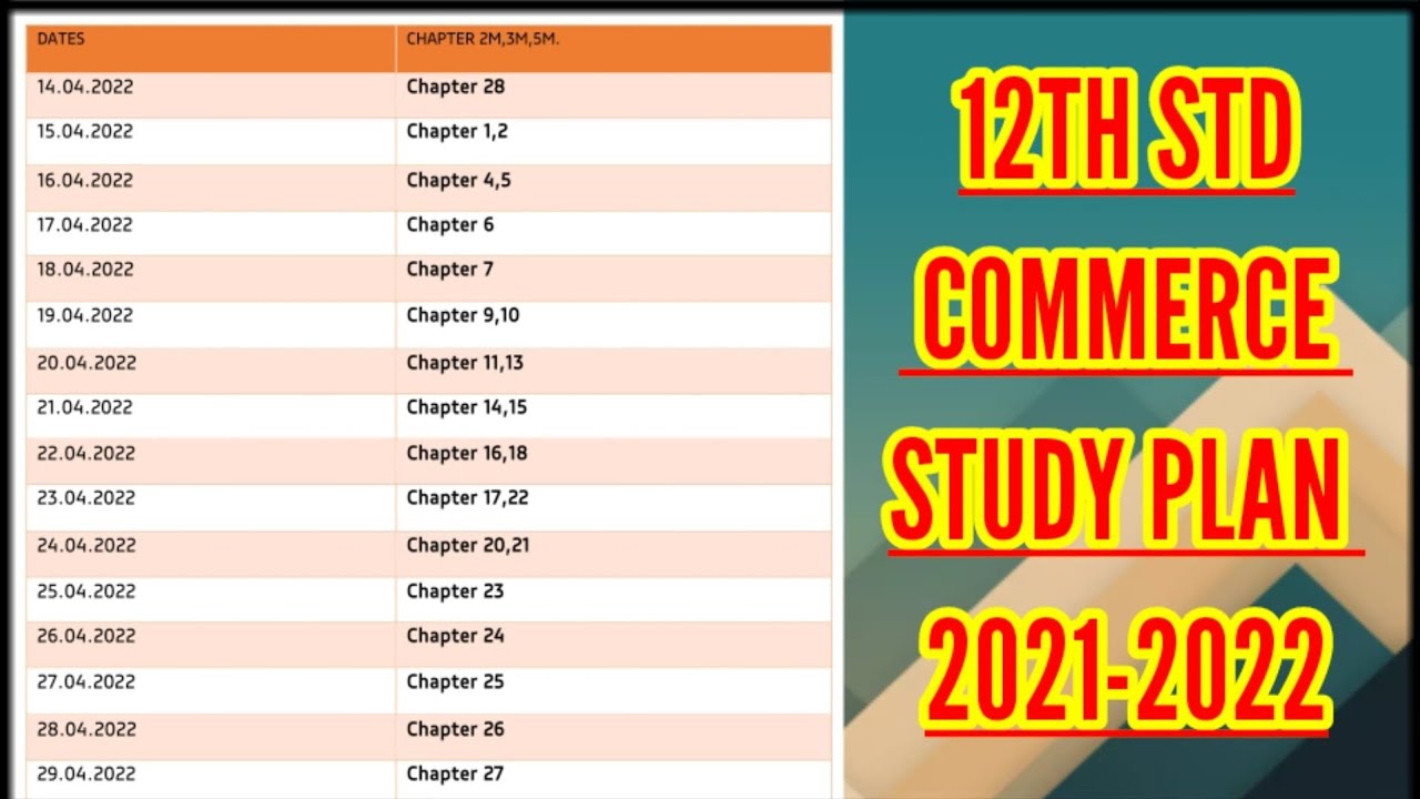 12th Commerce Public Exam Study Plan || 12th std Commerce study plan ...