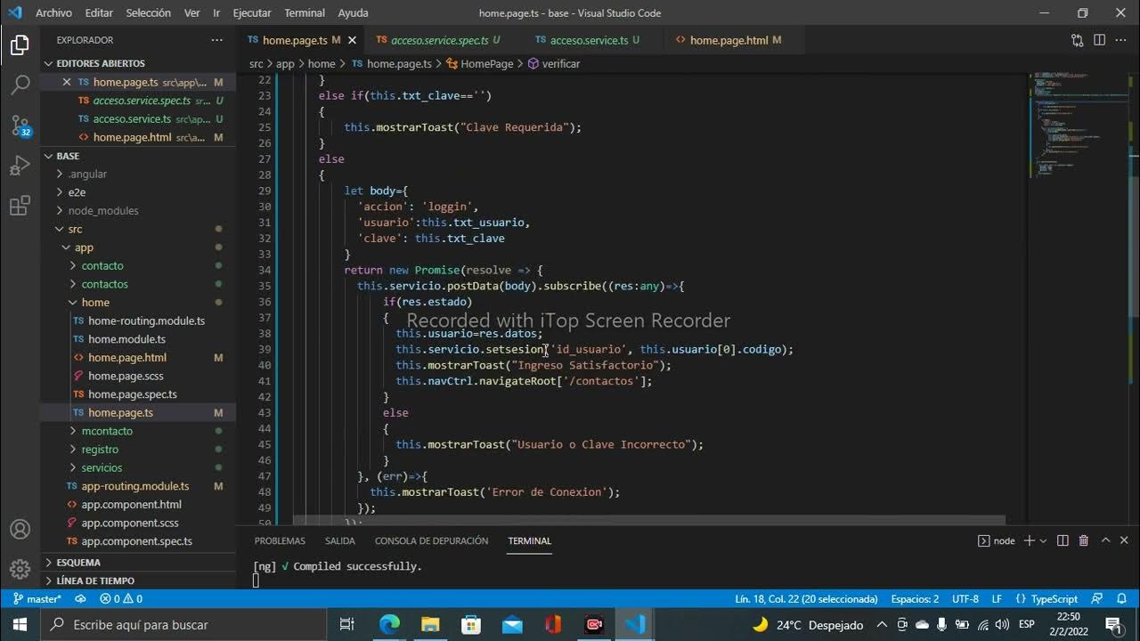 Funcionamiento Loggin, Ionic, angular, mysql - YouTube