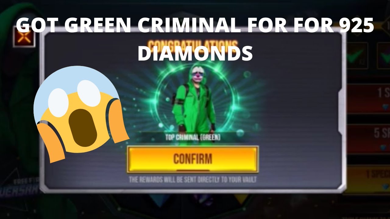 FREEFIRE GREEN CRIMINAL BUNDLE BEST TRICK | GARENA FREE FIRE - YouTube