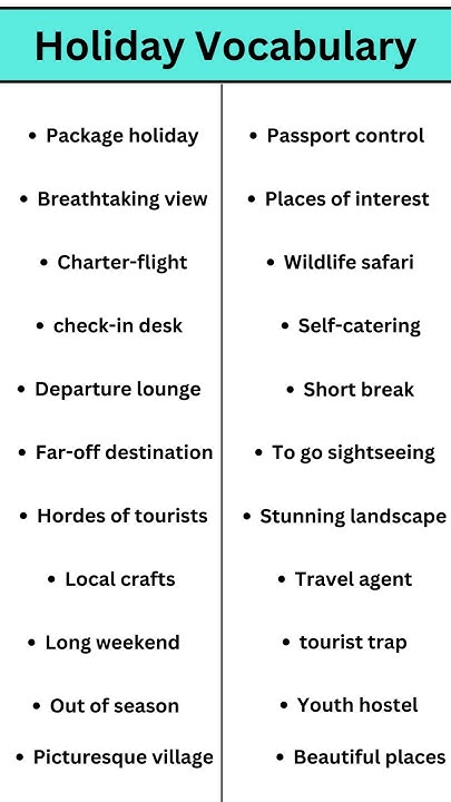 holiday vocabulary words in English\English vocabulary about holidays ...