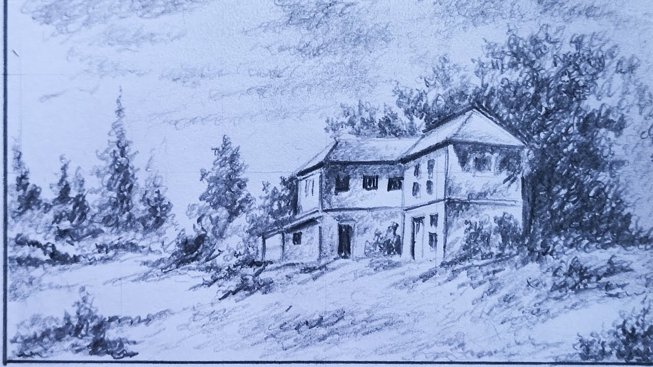 Forest house drawing Easy tutorial video step by step - YouTube