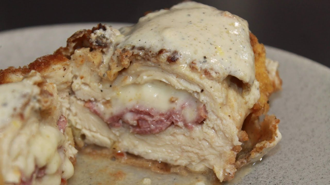 Shnicell pule, e mbushur me proshute dhe djath. - YouTube