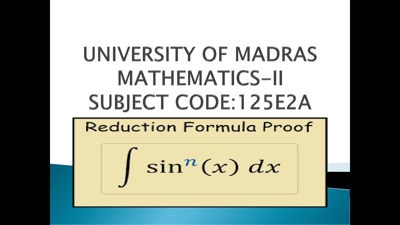 Reduction formula for sin power n - YouTube