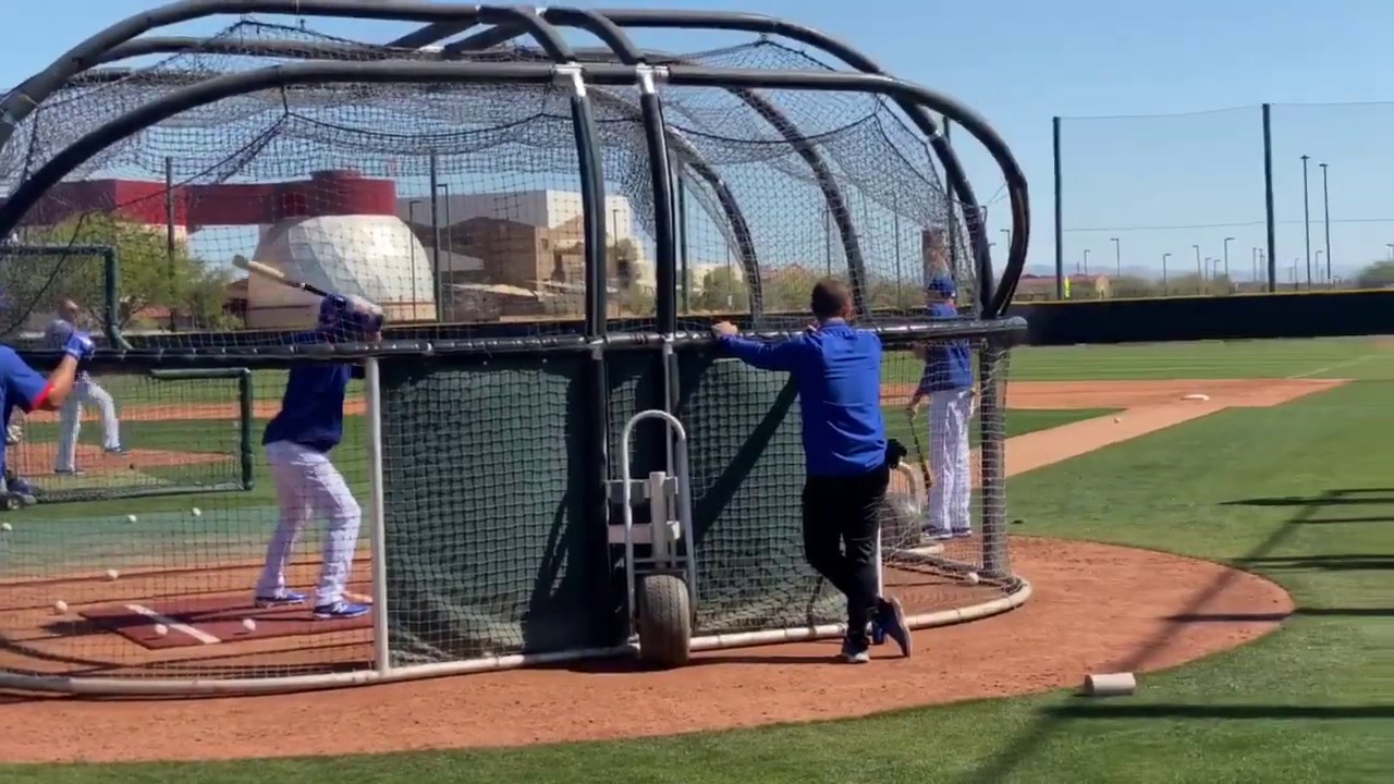 Cubs players at batting practice - Chicago Cubs 2020 Spring Training ...
