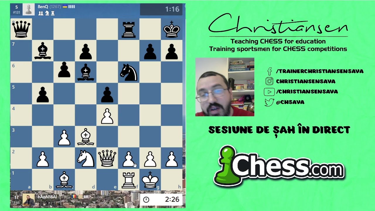 Sesiune de sah online LIVE 3 minute + 2 sec/mutare - YouTube