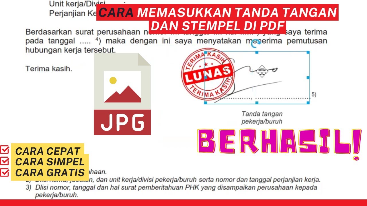Cara Memasukkan Tanda Tangan dan Stempel di PDF yang Rapih - YouTube