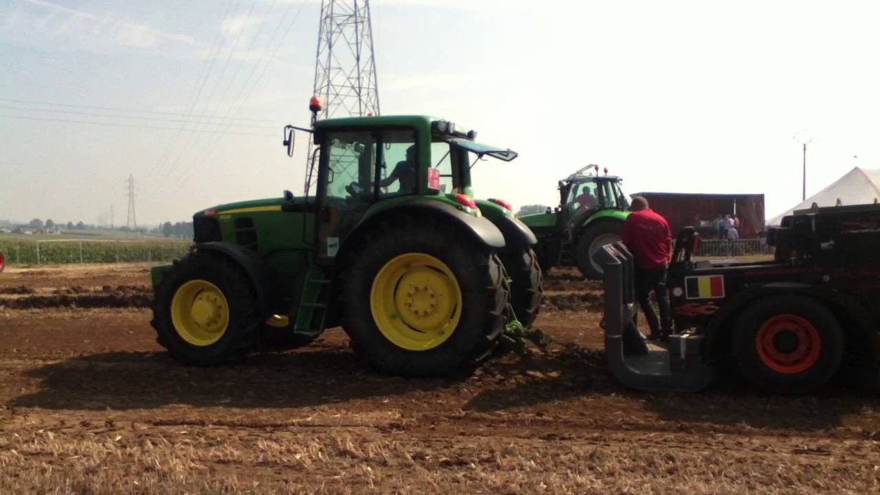 JD 6530 tractorpulling wijtschate 2015 - YouTube