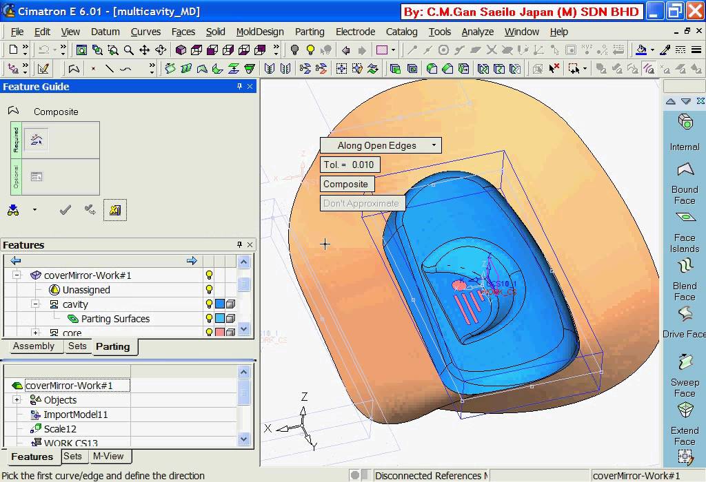 CIMATRON E6 0 16 Step4i Trim the parting faces - YouTube
