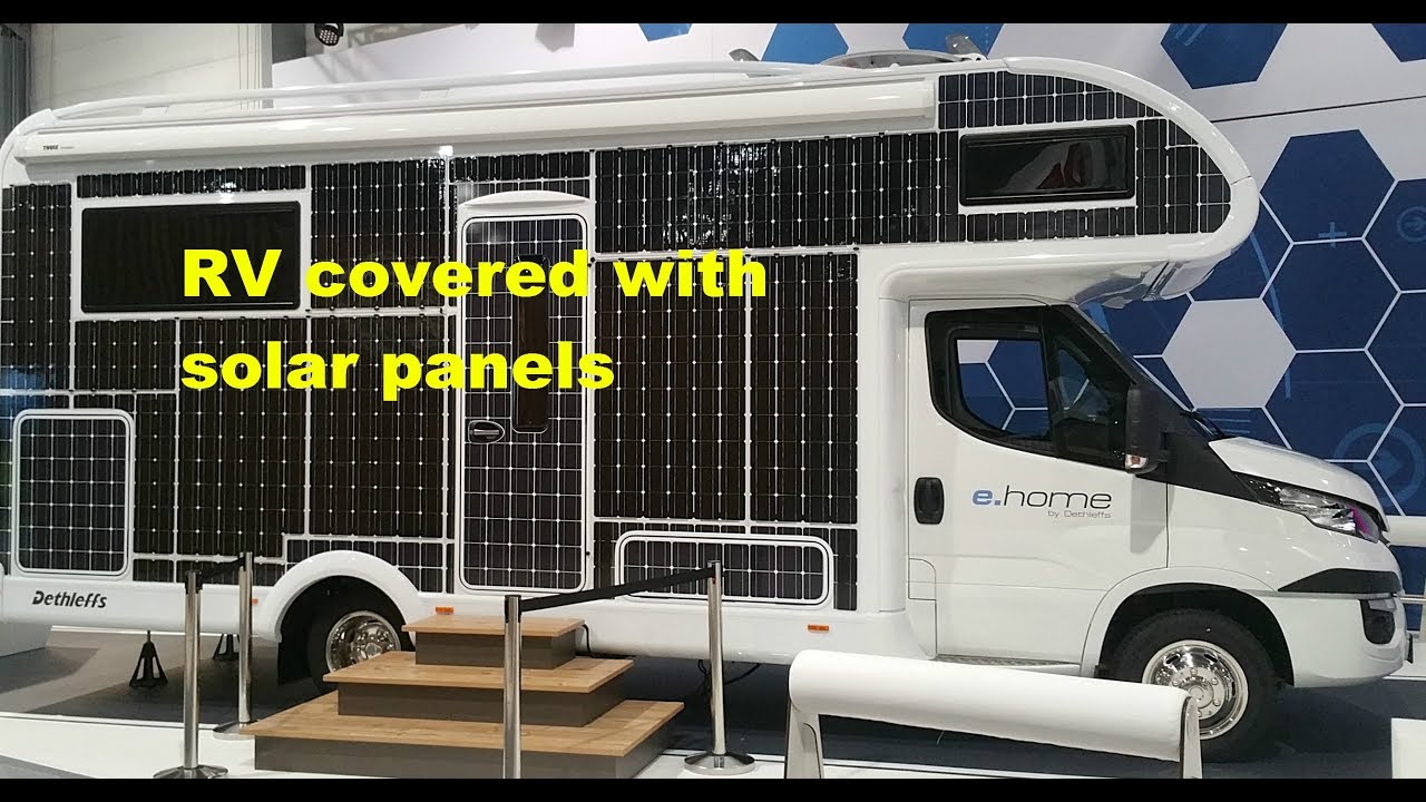 RV covered with solar panels : Dethleffs e.home - YouTube