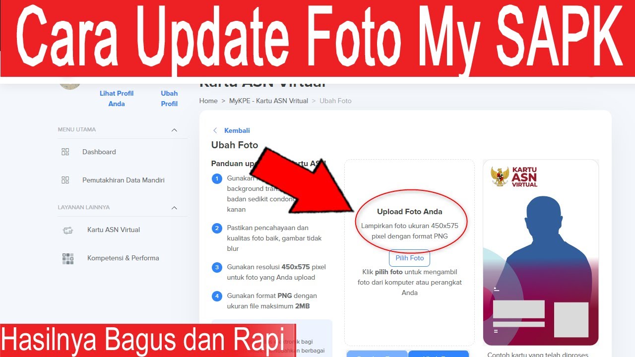 cara update foto kartu asn virtual agar hasilnya bagus dan sesuai - YouTube