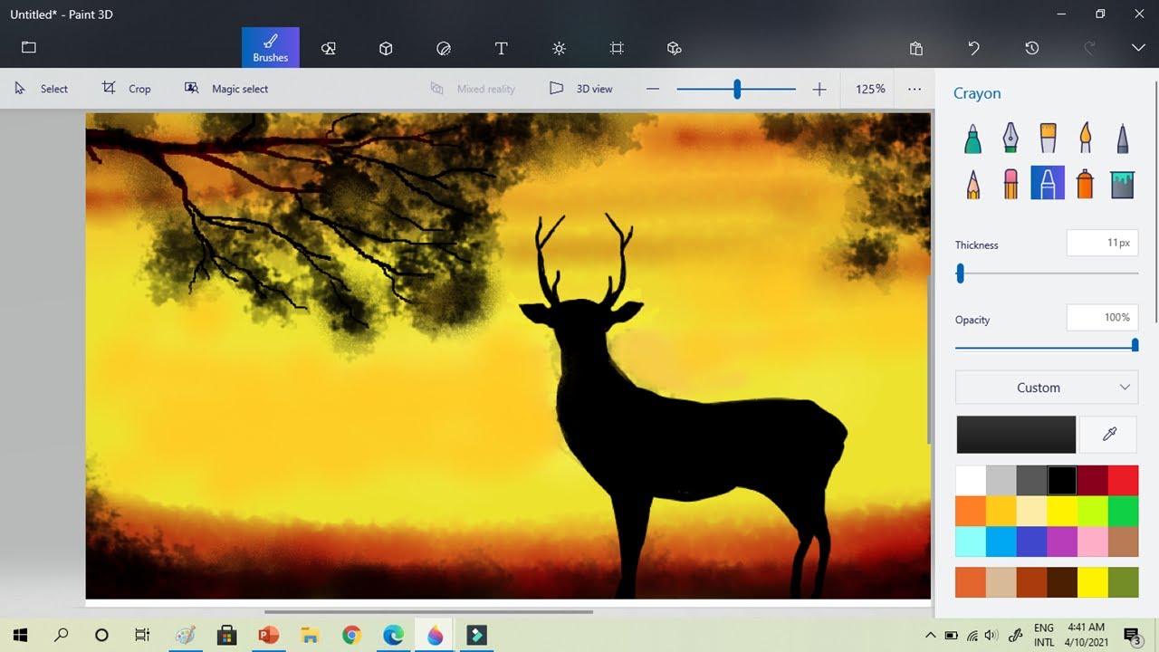 HOW TO EASY PAINT IN MS PAINT 3D | Raindeer at the sunset - YouTube