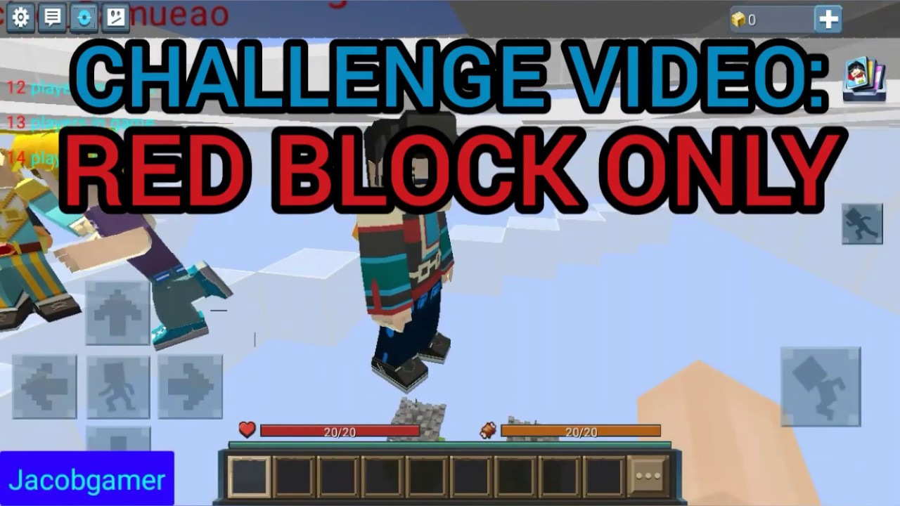 RED BLOCK ONLY CHALLENGE (Blockman Go Lucky Sky Block Pt. 2) - YouTube