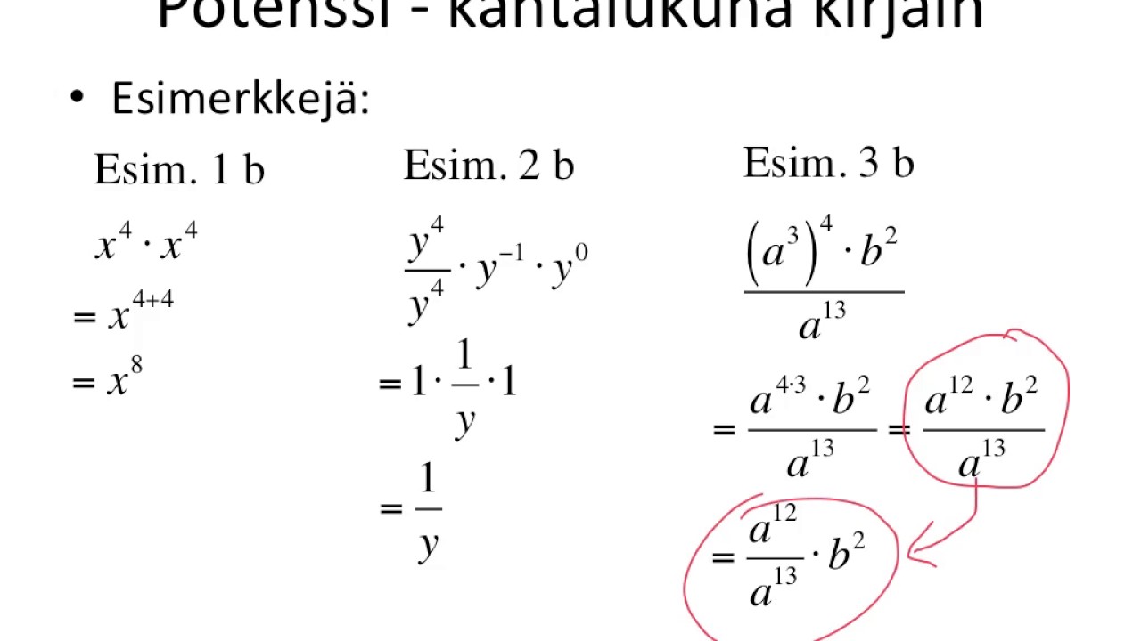 04 Potenssi osa 4: Kantalukuna kirjain & negatiivinen kantaluku - YouTube