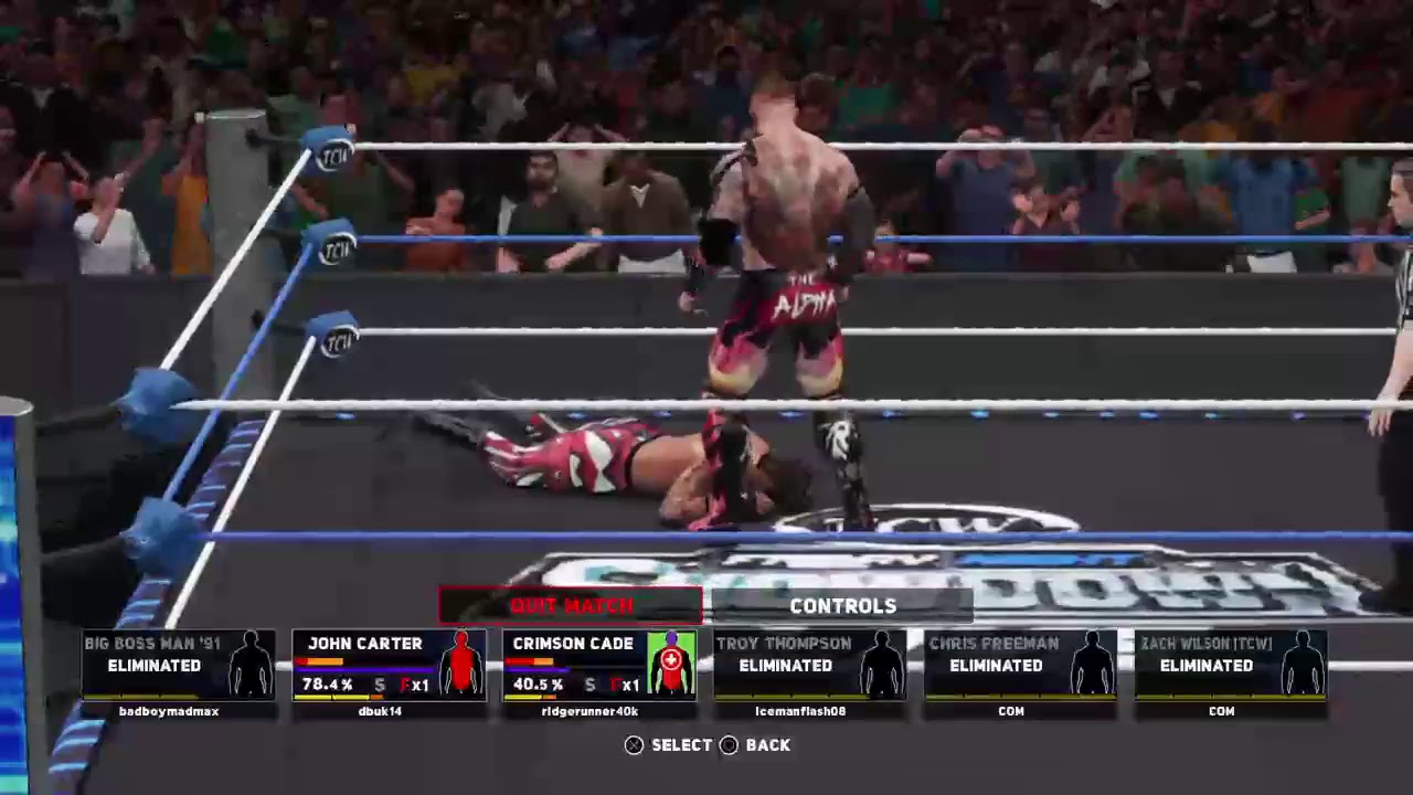 TCW FRIDAYNIGHT showdown Live match 3 Crimson vs John vs Zack vs Troy ...