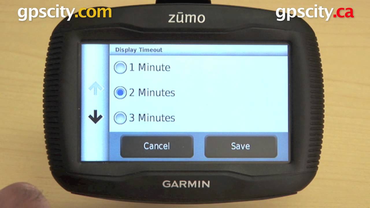 Garmin Zumo 350LM: Display Settings with gpscity.com - YouTube