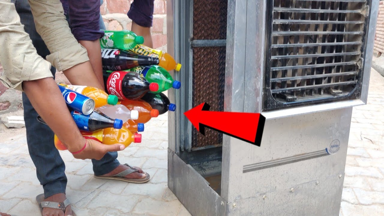 All Cold Drinks vs Cooler Experiment || Many Cold Drinks Inside Air ...