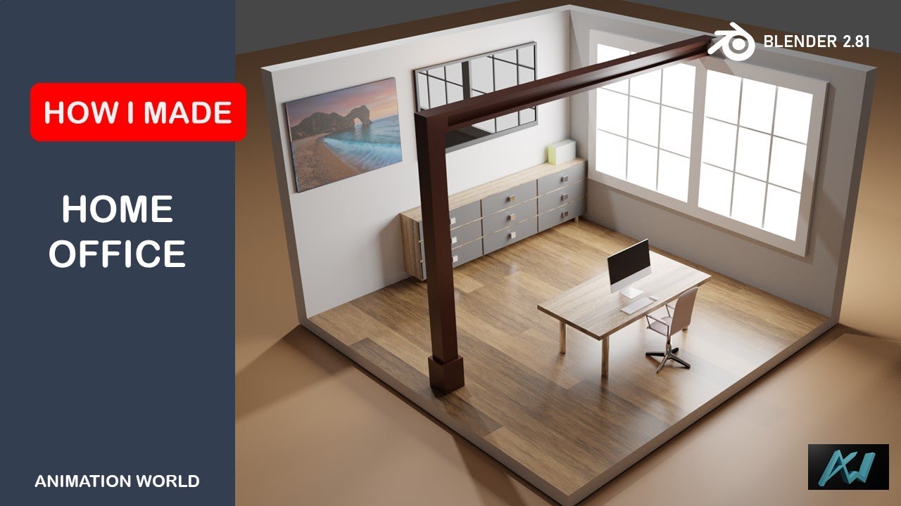How I made home office in blender 2.81.isometric office tutorial in ...