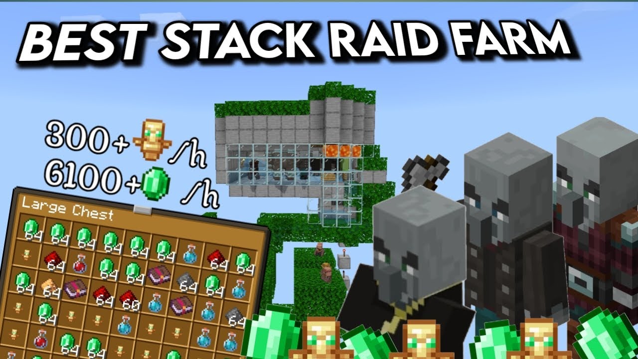 Best stack raid farm v2 for Minecraft bedrock/mcpe1.21+(6200+emerald/h ...
