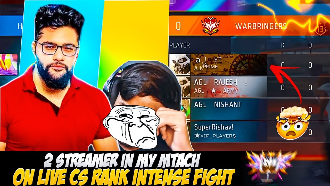 2 Streamers In My Match 🤯 On Live Cs Rank Intense Fight 🔥 Region Top ...