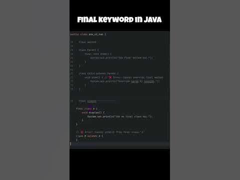 Final Keyword in Java – Variable, Method & Class Explained in 60 Sec! 🔥 #javaprogramming - YouTube