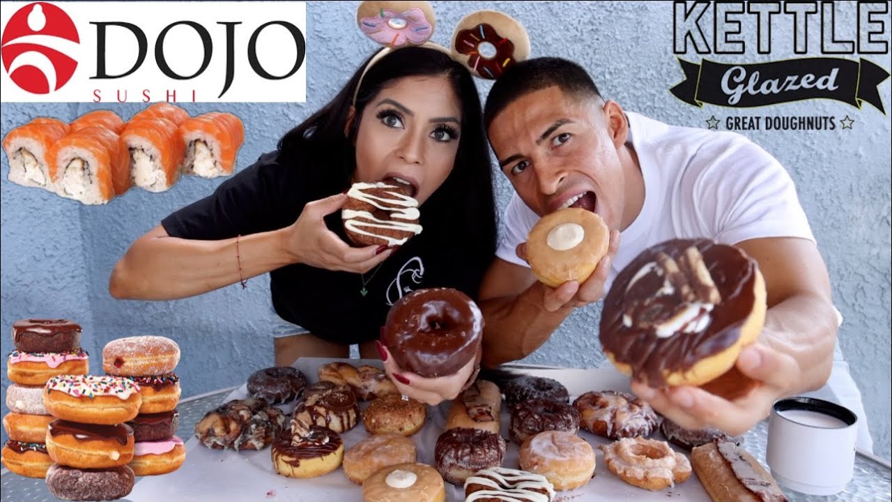 Epic Cheat Day #55 | Kettle Glazed Donuts Mukbang & Dojo Sushi LA - YouTube