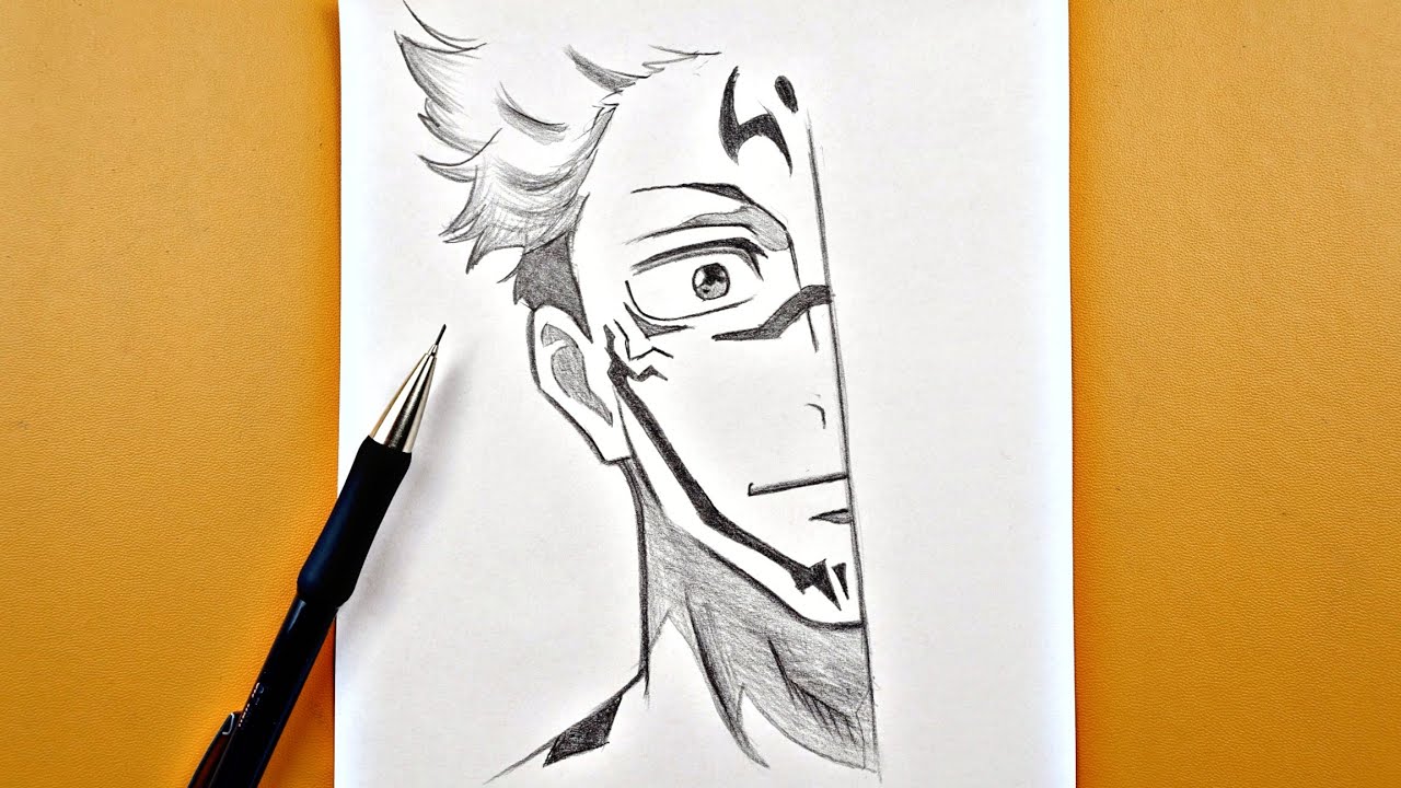 anime drawing | how to Draw Sukuna from JuJuTSu keisen | Easy Drawing ...