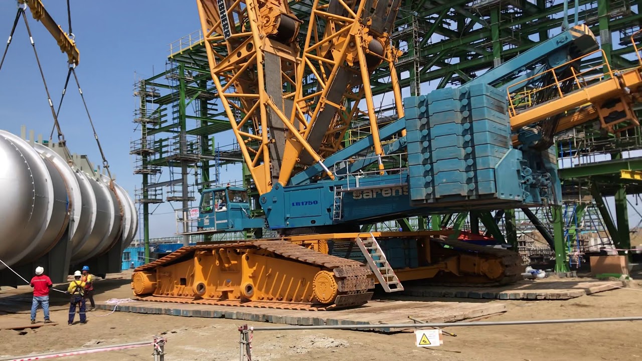 Unloading water tank 127ton thiết bị nặng nâng vật nặng nhất - YouTube