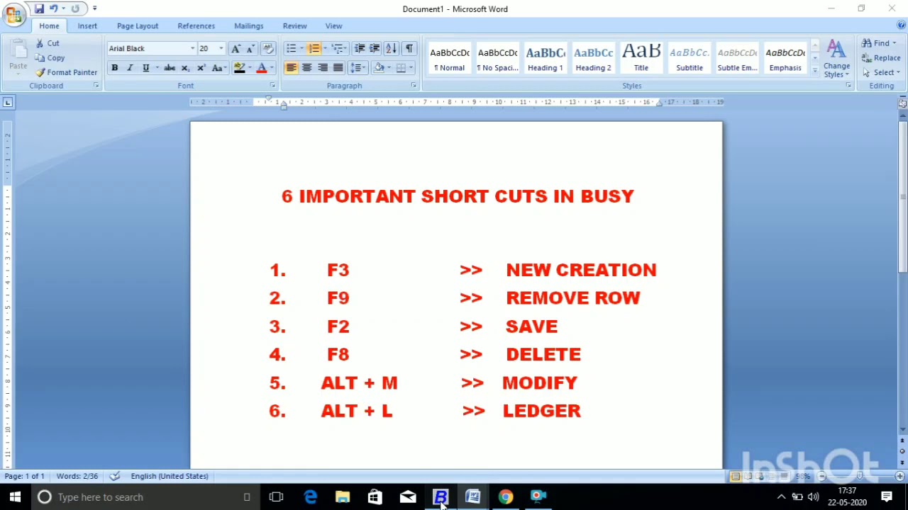 Shortcuts in Busy - YouTube