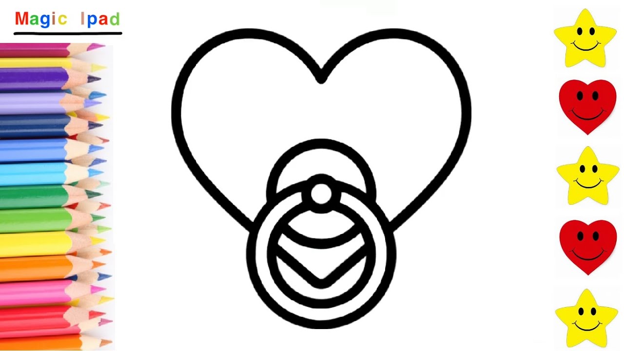 Como dibujar un CHUPETE CORAZON | dibujos niños 💓⭐ How to draw a HEART ...