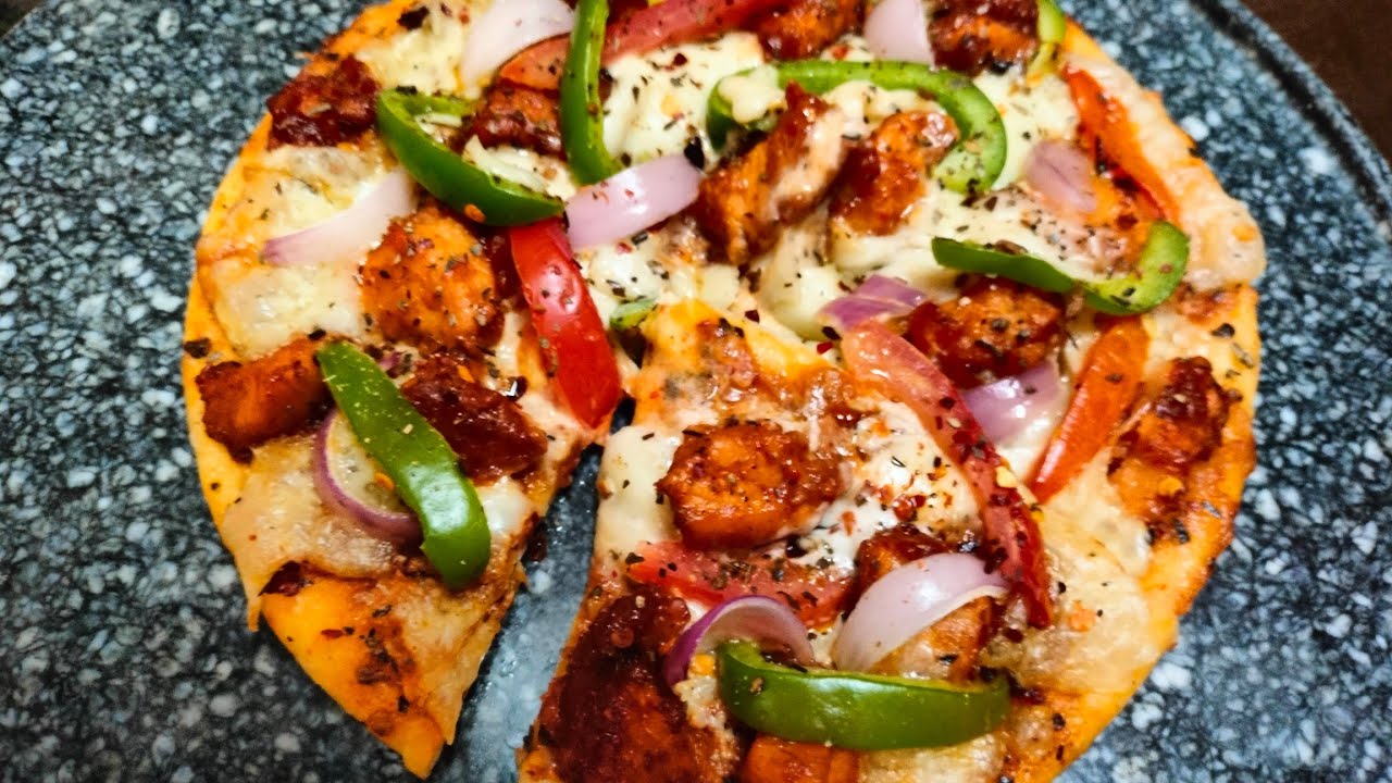 Chicken cheese pizza Recipe by dish with imaan ️ Easy chicken pizza by ...