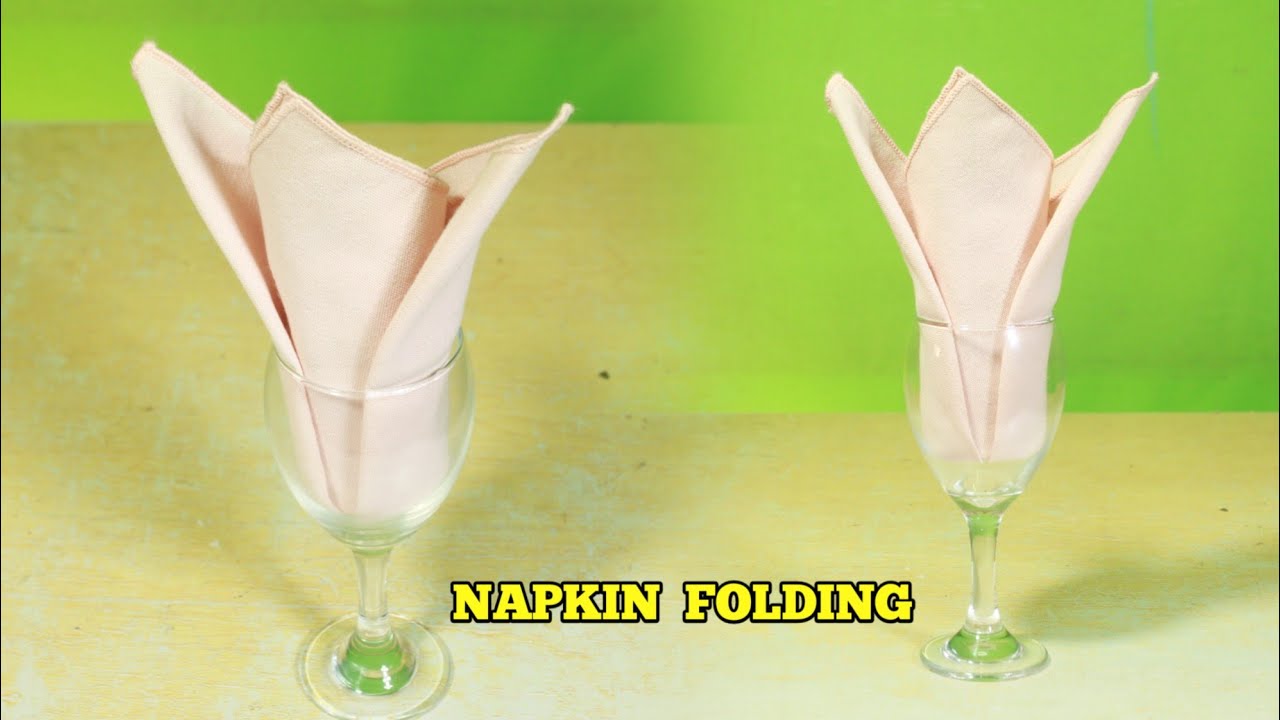 CARDINAL HAT TABLE NAPKIN FOLDING IN THE GLASS #TUTORIAL - YouTube