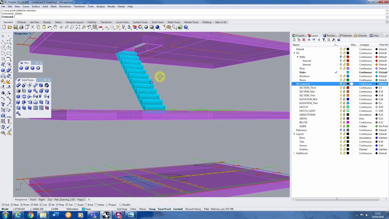 Rhino 3D - Part 2 - Staircase, Window and Door creation using Block ...