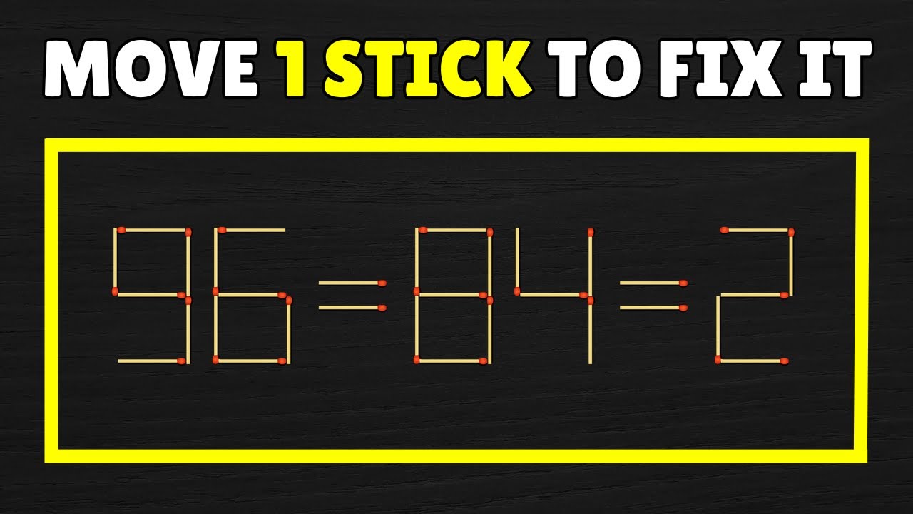 Matchstick Math Challenge Solve It In One Move | Part 23 - YouTube