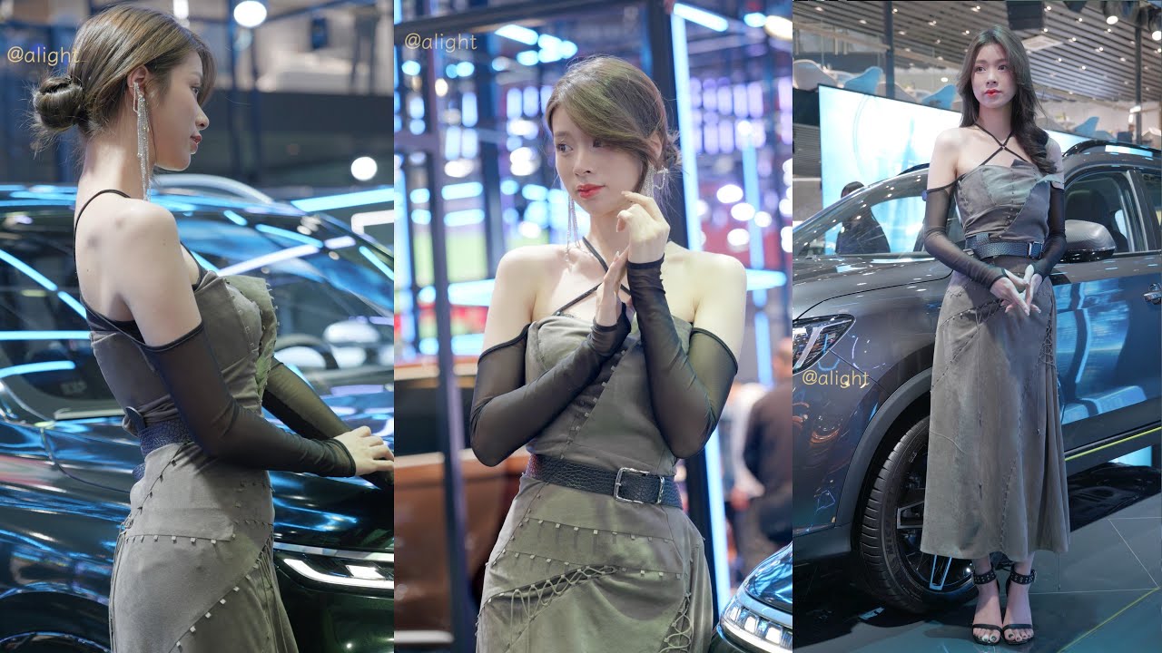 4K 上汽荣威 01车模 auto show girl 2021广州车展（竖）车模秀 alight girl - YouTube